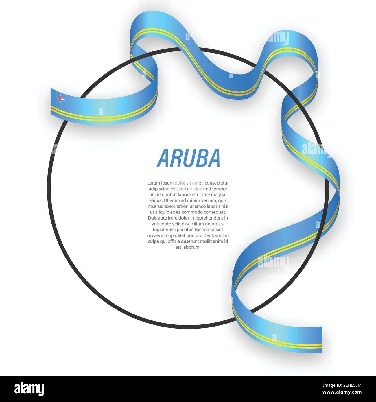 Waving ribbon flag of Aruba on circle frame. Template for independence ...
