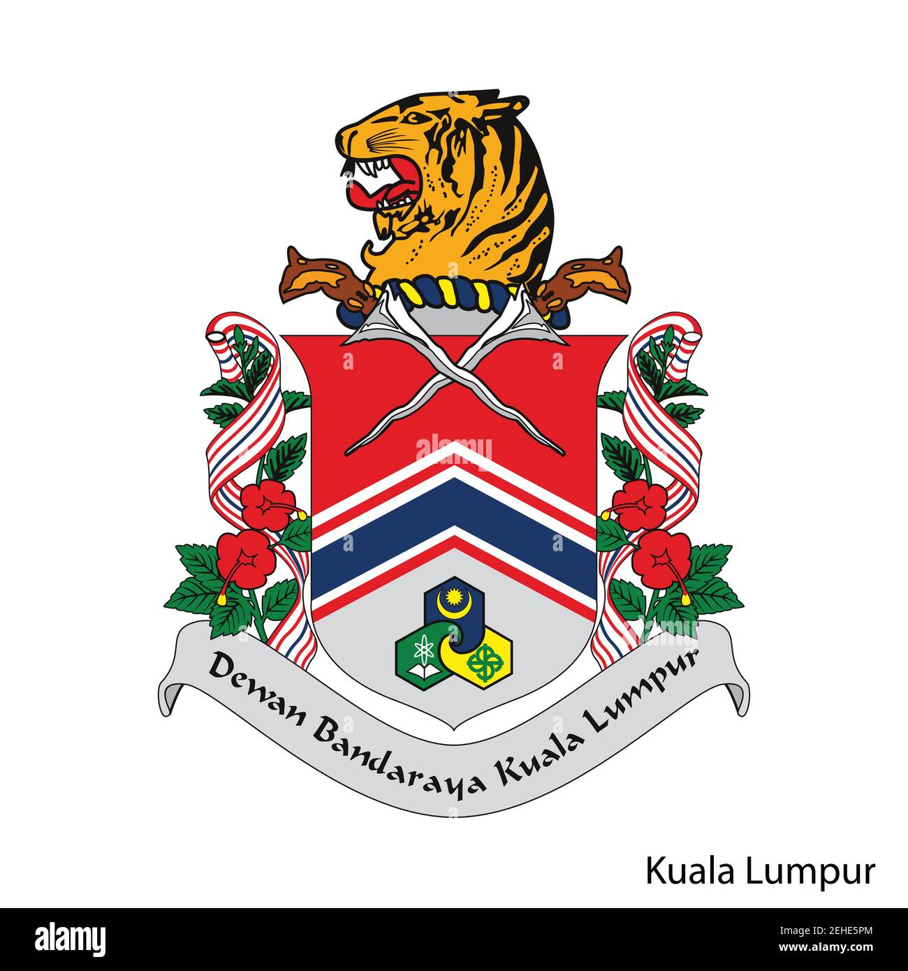 Coat of Arms of Kuala Lumpur is a Malaysian region. Vector heraldic ...