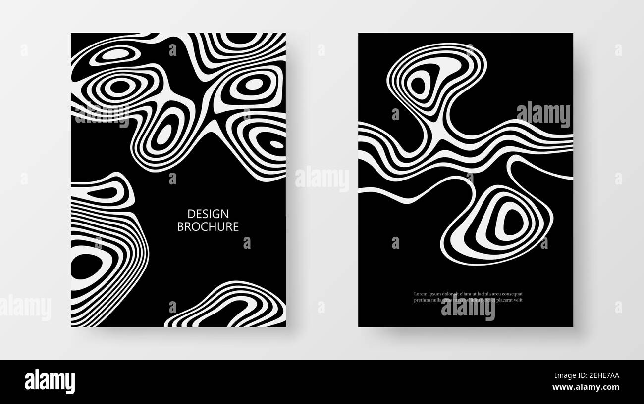 Cover templates Set liquid white wave Design vector template, black ...