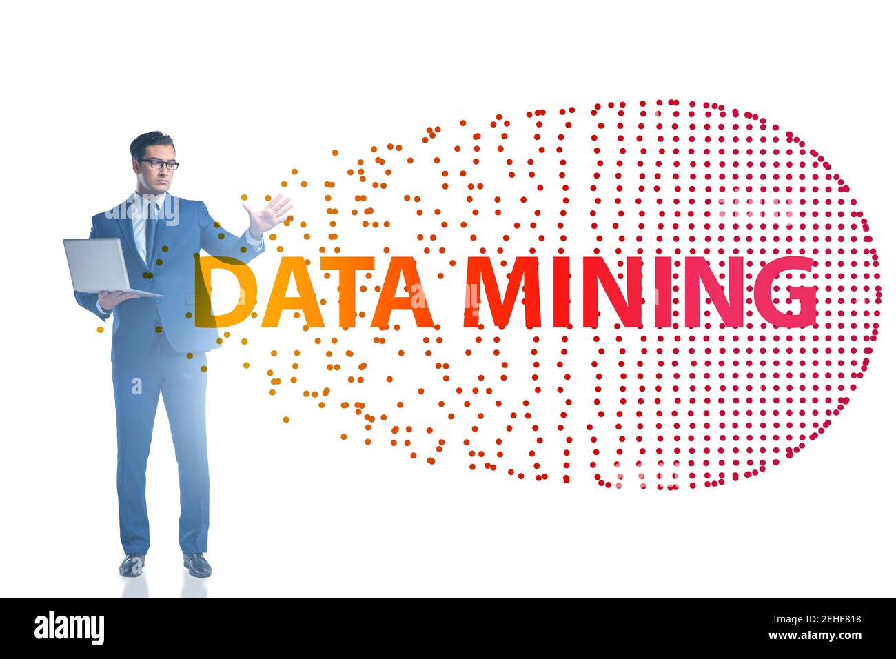 Concept of big data and data mining with the businessman Stock Photo ...
