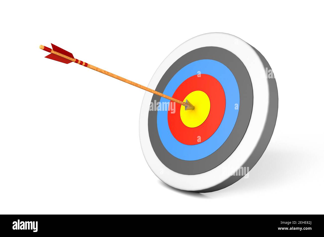Target and arrow in the center. isolated on white background. 3d render ...