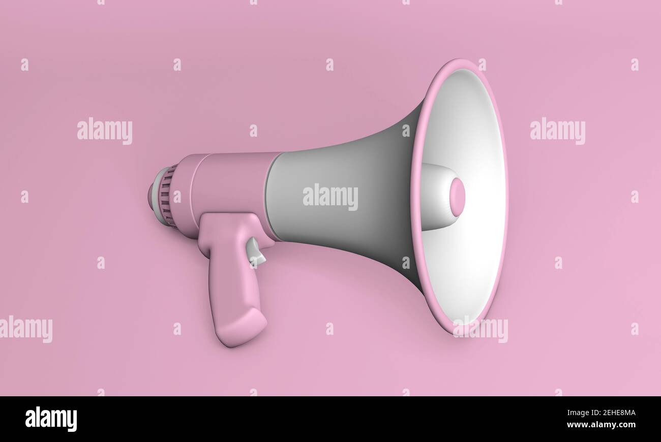 Pink megaphone loudspeaker on a pink background. 3d render Stock Photo ...