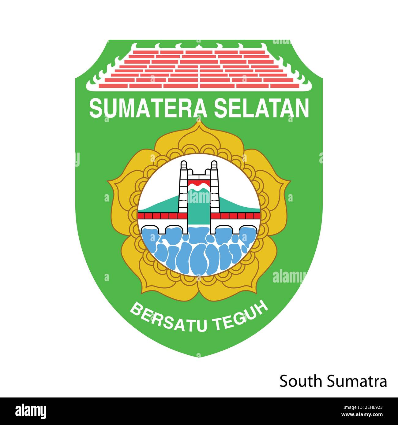 Coat of Arms of South Sumatra is a Indonesian region. Vector heraldic ...