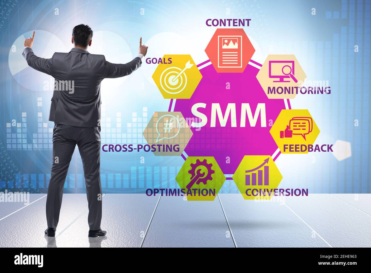 SMM - social media marketing concept with the businessman Stock Photo ...