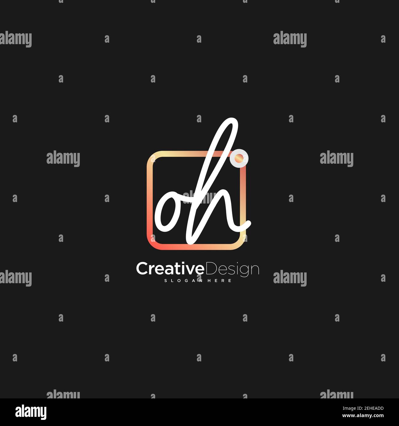 OH Initial Letter handwriting logo hand drawn colorful box vector, logo ...