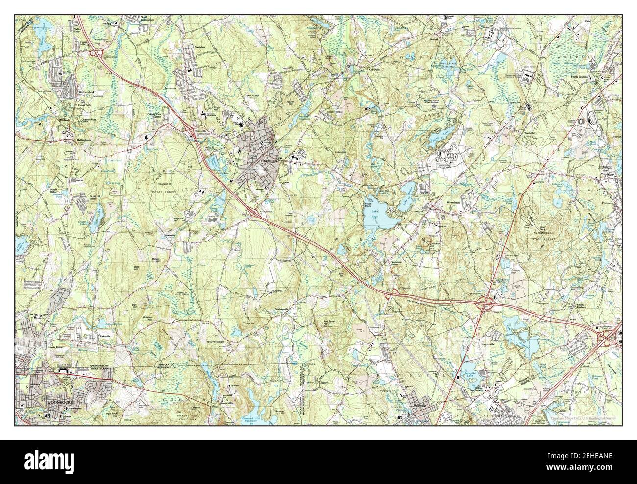 Franklin, Massachusetts, map 1987, 1:25000, United States of America by ...