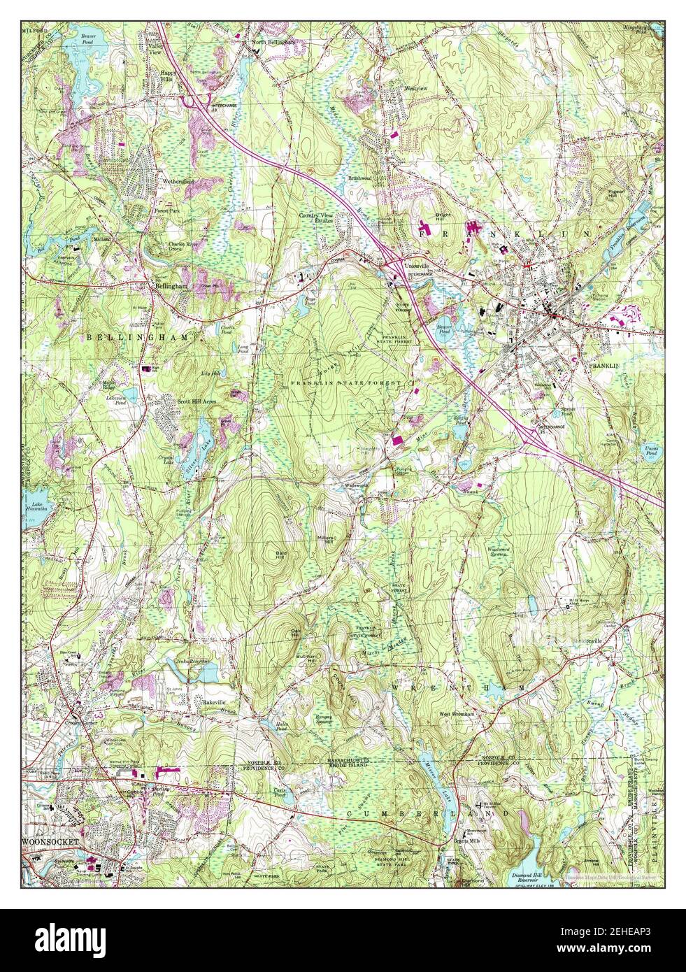 Franklin, Massachusetts, map 1965, 1:25000, United States of America by ...