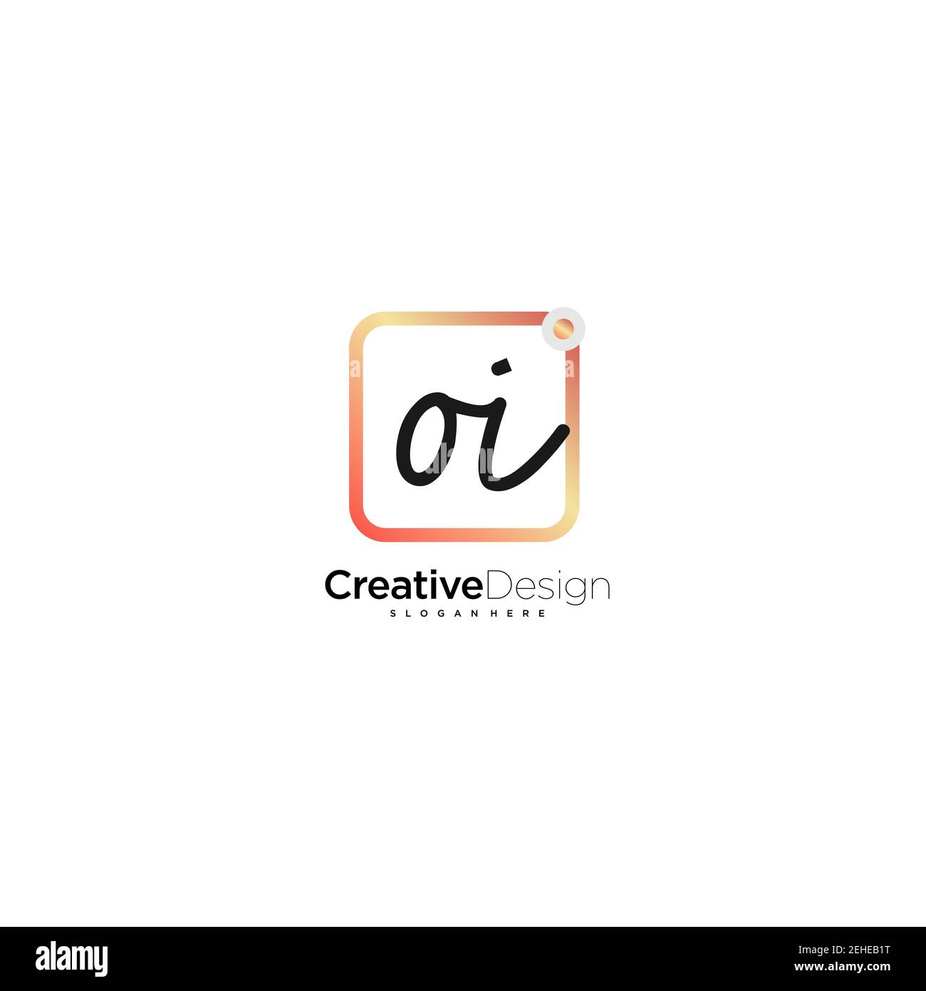 OI Initial Letter handwriting logo hand drawn colorful box vector, logo ...