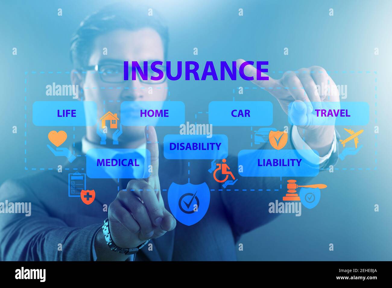 Concept of the various types of insurance Stock Photo - Alamy