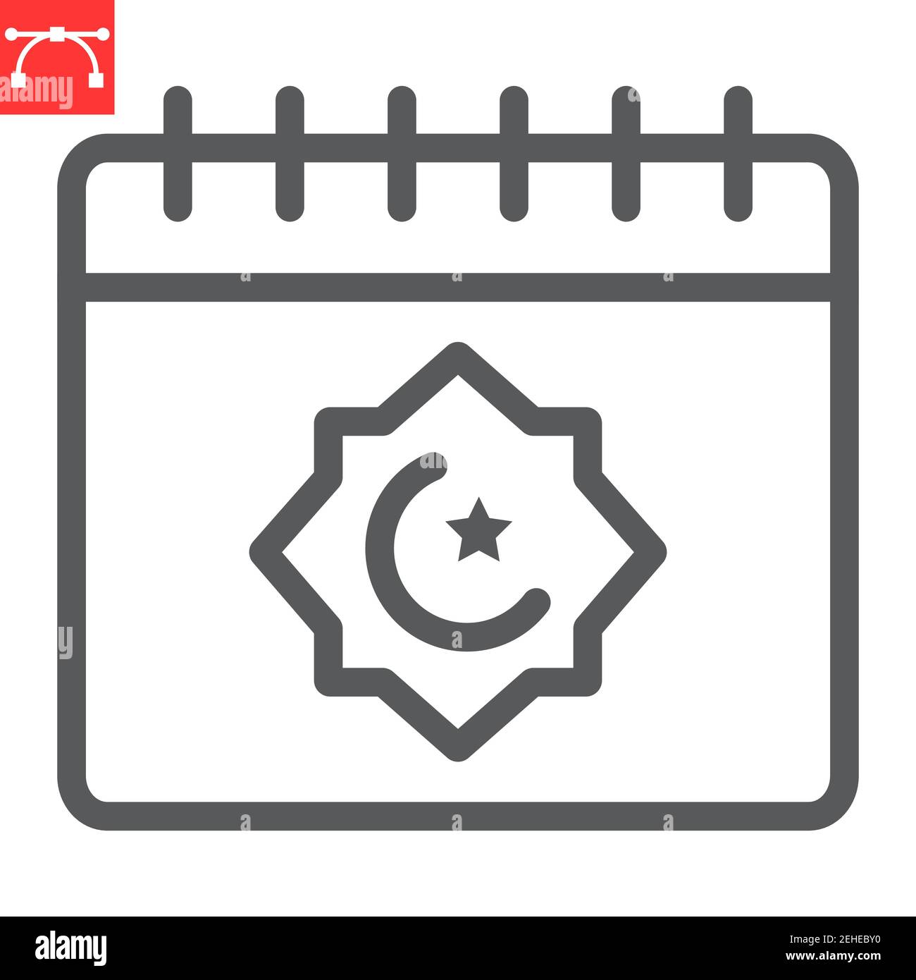 Ramadan calendar line icon, happy ramadan and religion, islamic ...