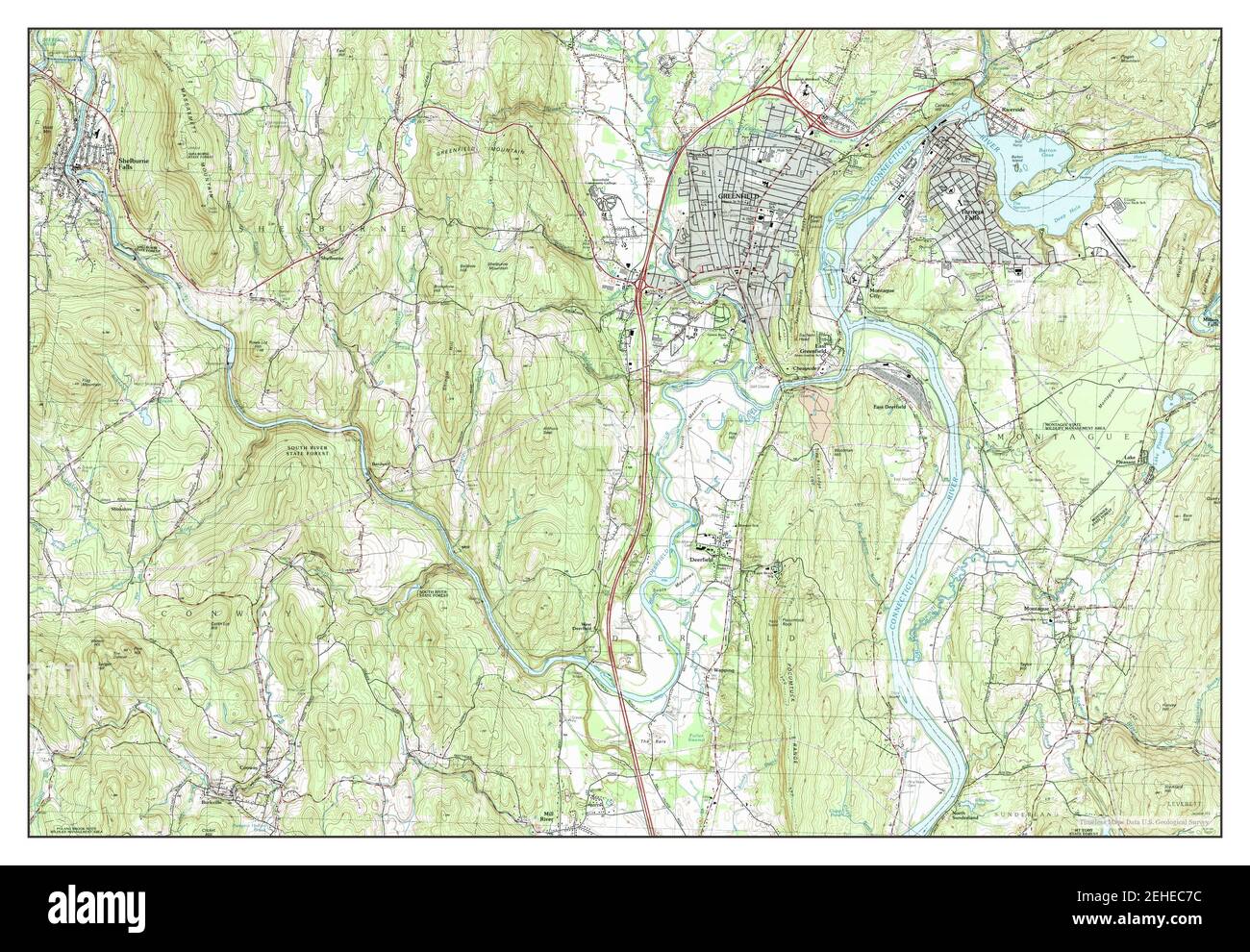 Greenfield, Massachusetts, map 1990, 1:25000, United States of America ...