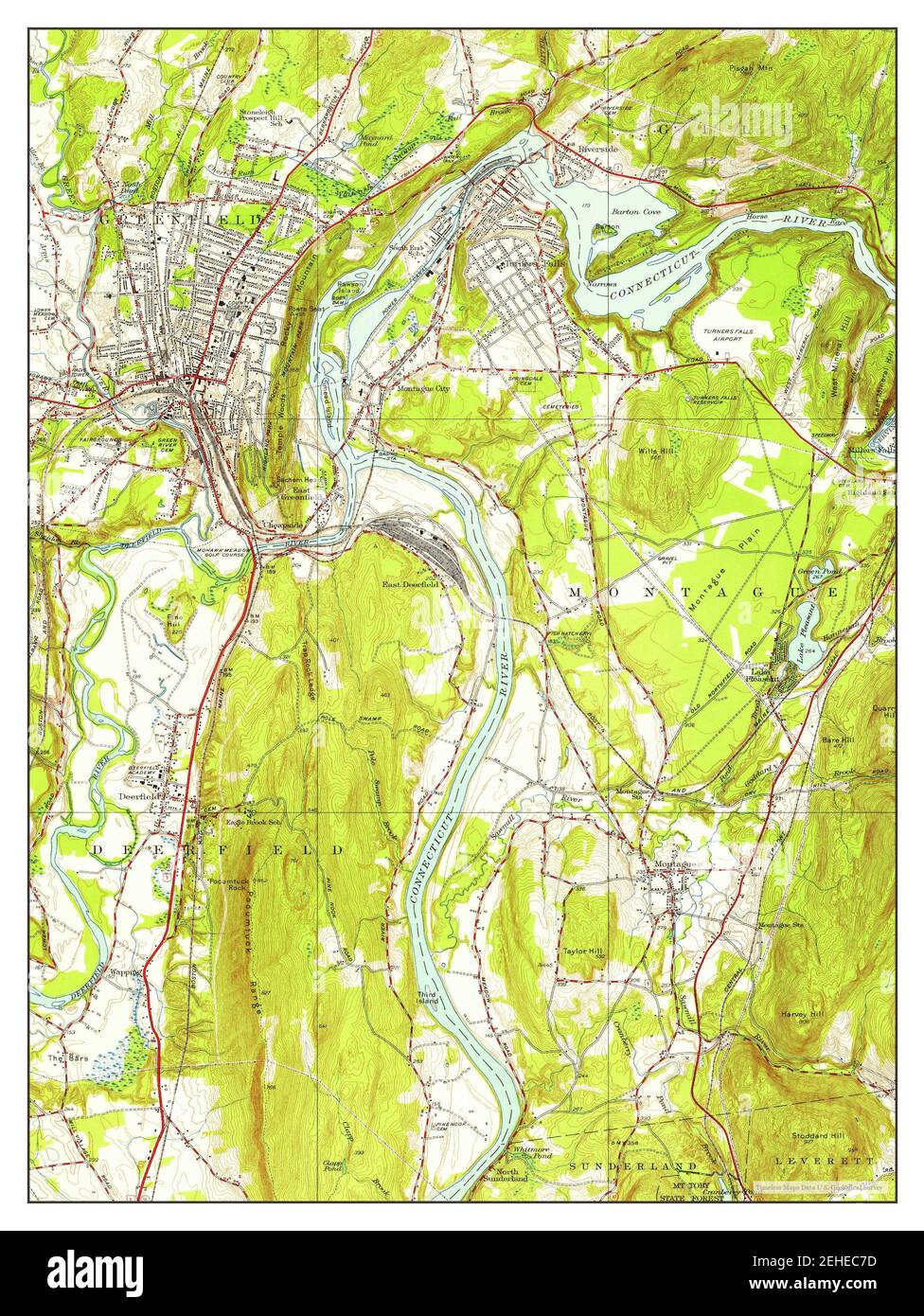 Greenfield, Massachusetts, map 1954, 1:24000, United States of America ...