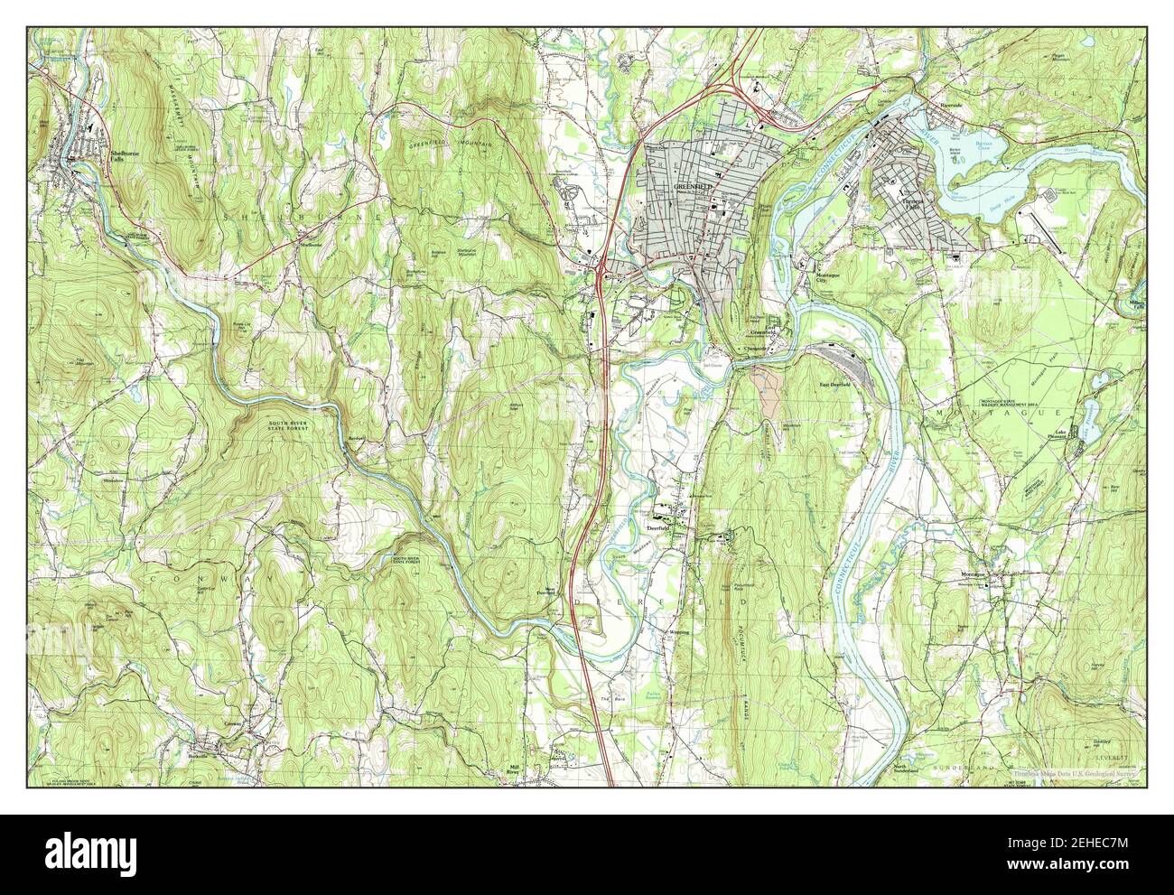Greenfield, Massachusetts, map 1990, 1:25000, United States of America ...