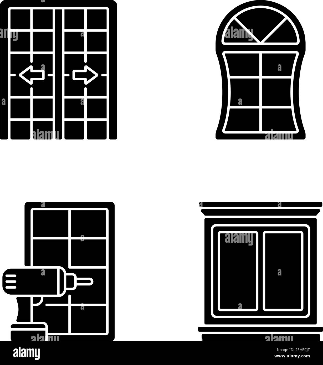 Replacement door opportunity black glyph icons set on white space Stock ... Replacement door opportunity black glyph icons set on white space Stock ...