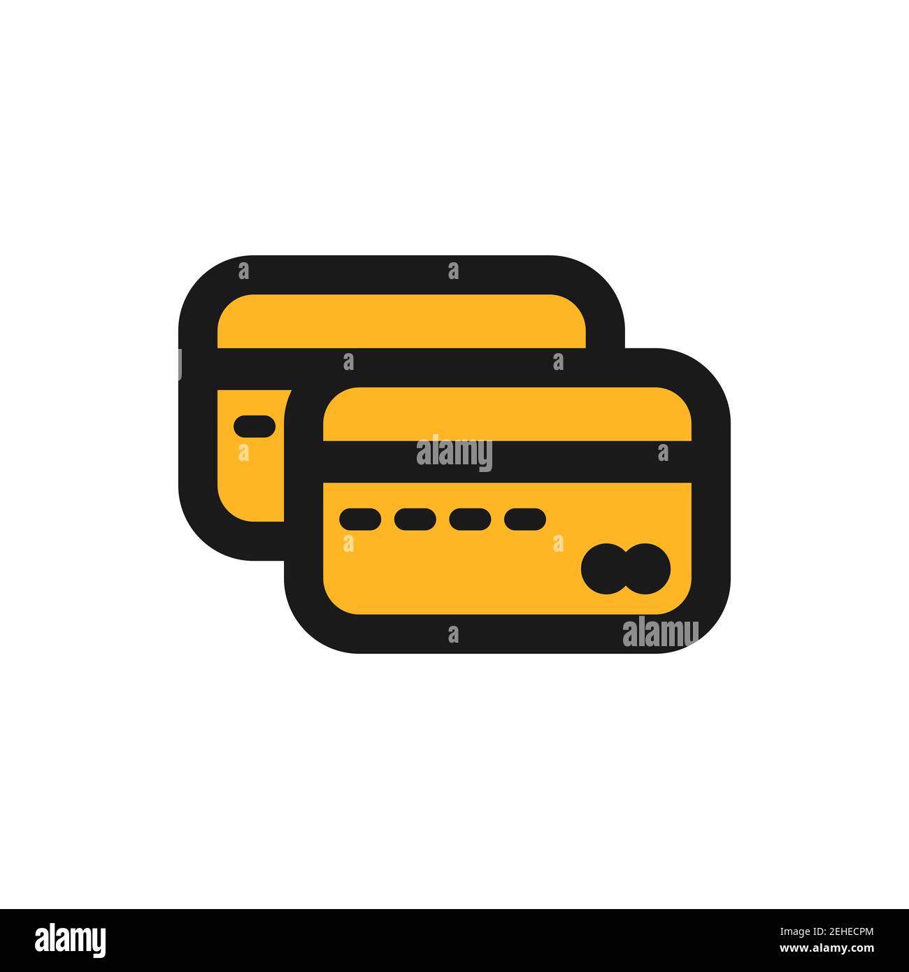 Icon in black and yellow style sign of bank cards. Non-cash payment ...