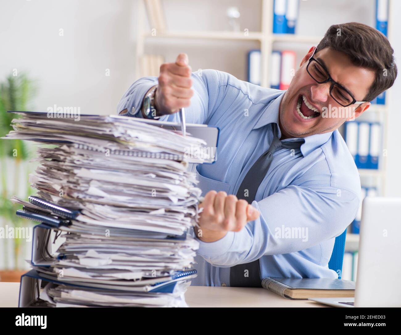The extremely busy businessman working in office Stock Photo - Alamy