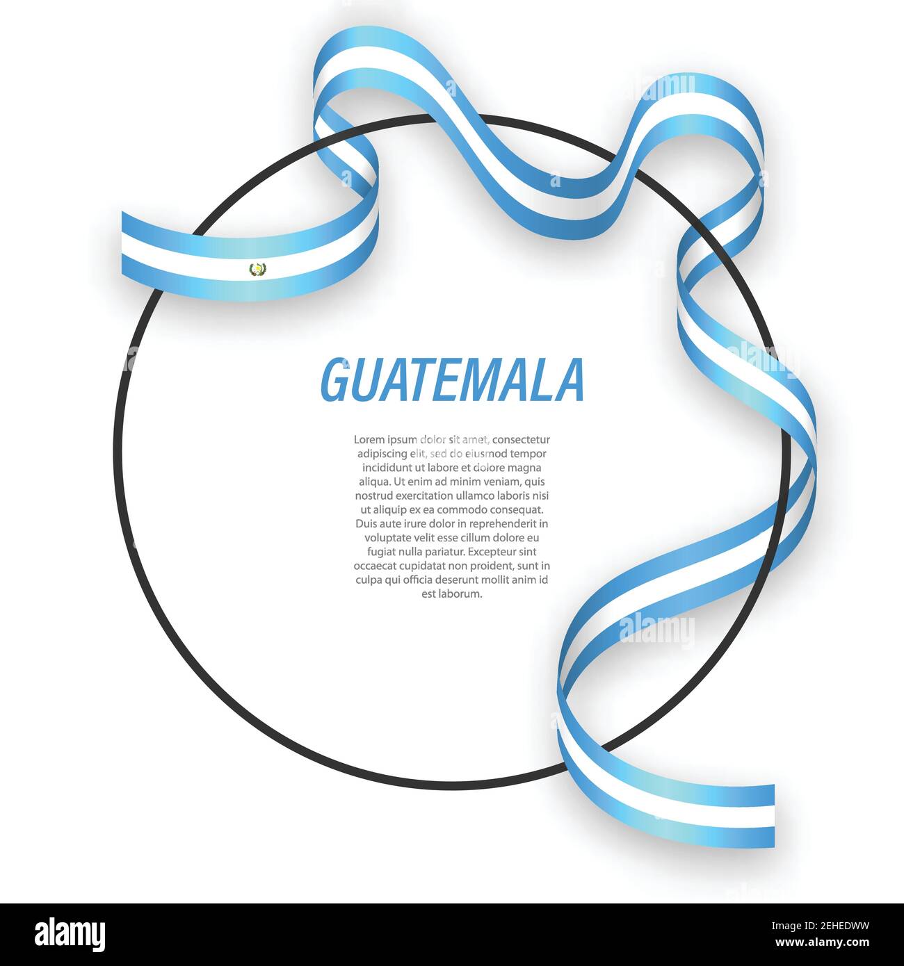 Waving ribbon flag of Guatemala on circle frame. Template for ...