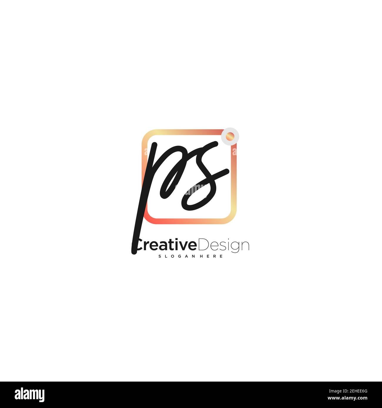 PS Initial Letter handwriting logo hand drawn colorful box vector, logo ...
