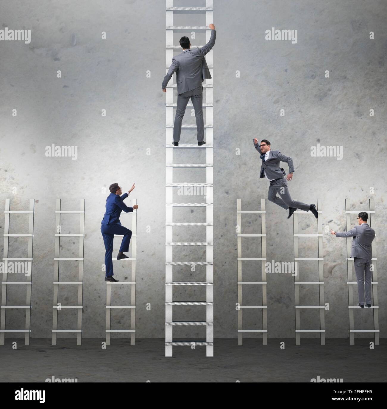 The competition concept with businessman beating competitors Stock ...