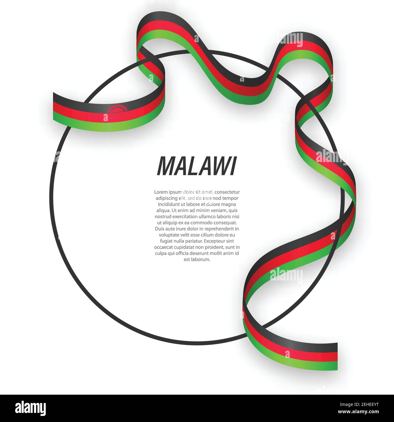 Waving ribbon flag of Malawi on circle frame. Template for independence day poster design Stock ...