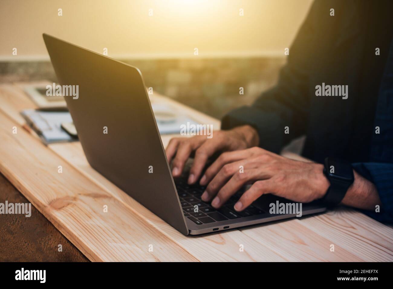 People using computer laptop working at home Stock Photo - Alamy