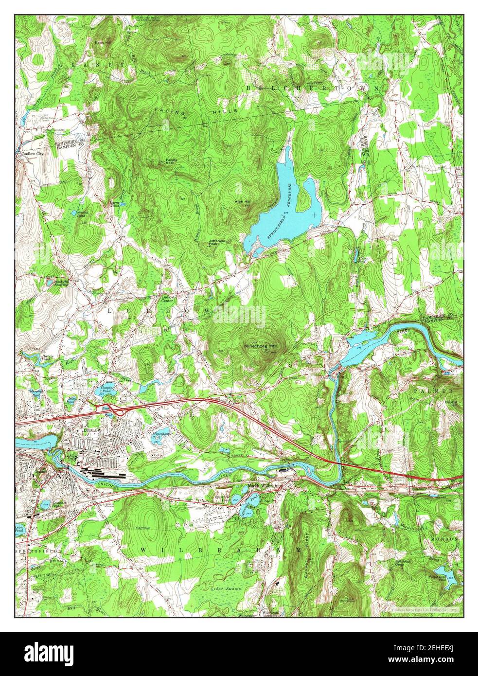 Ludlow, Massachusetts, map 1954, 1:24000, United States of America by ...