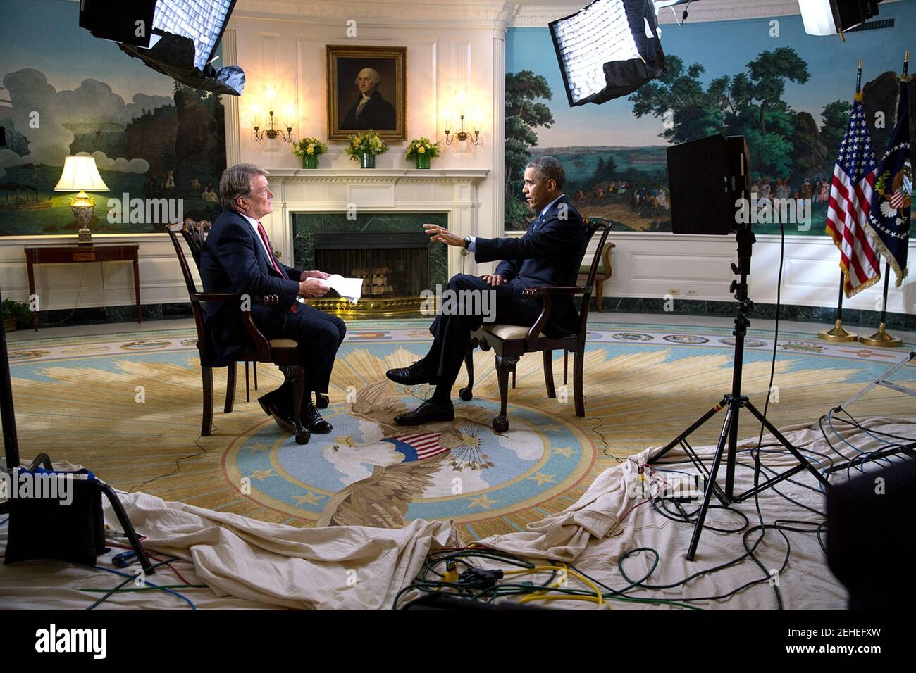 President Barack Obama participates in an interview with Steve Croft of ...
