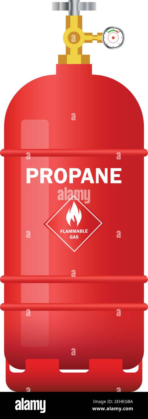 red gas cylinder containing propane isolated on white background ...