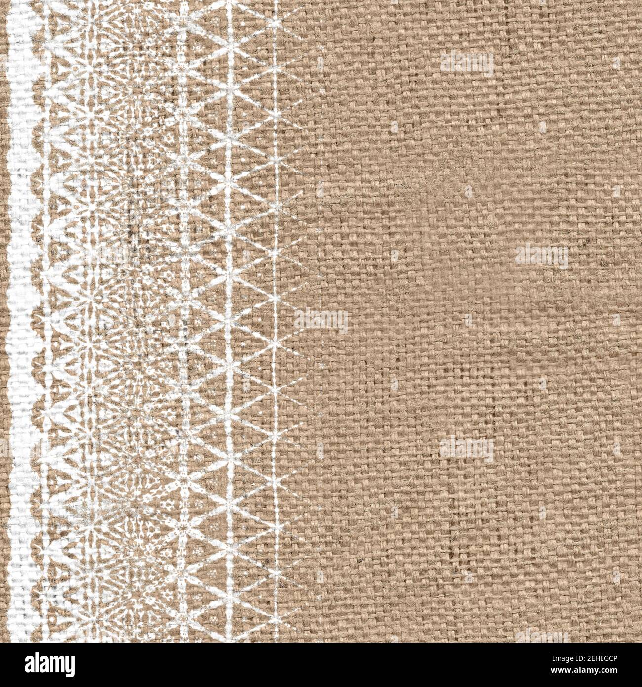 Seamless burlap with white paint pattern overlay Stock Photo - Alamy