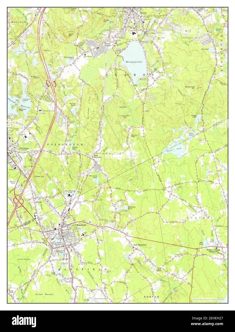 Mansfield, Massachusetts, map 1964, 1:24000, United States of America ...
