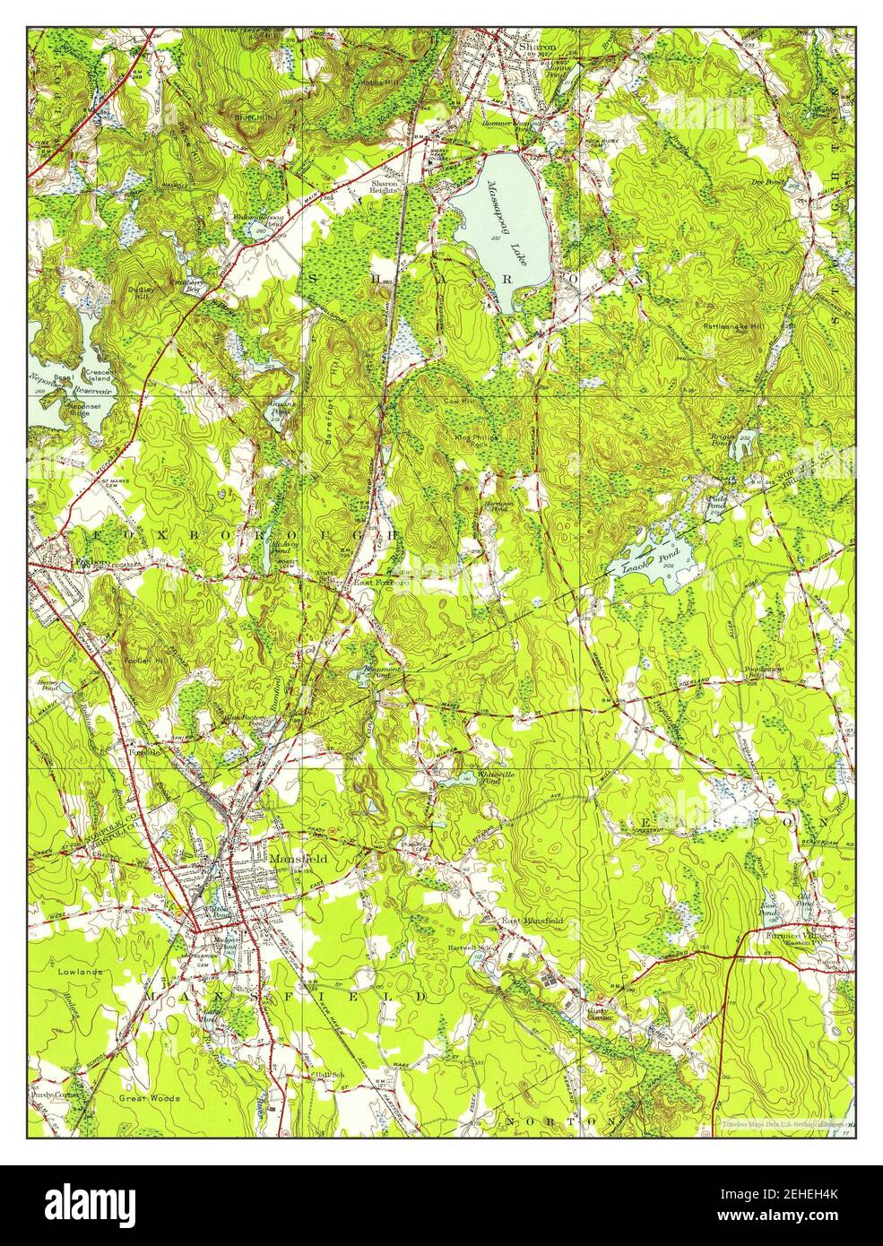 Mansfield, Massachusetts, map 1946, 1:24000, United States of America ...