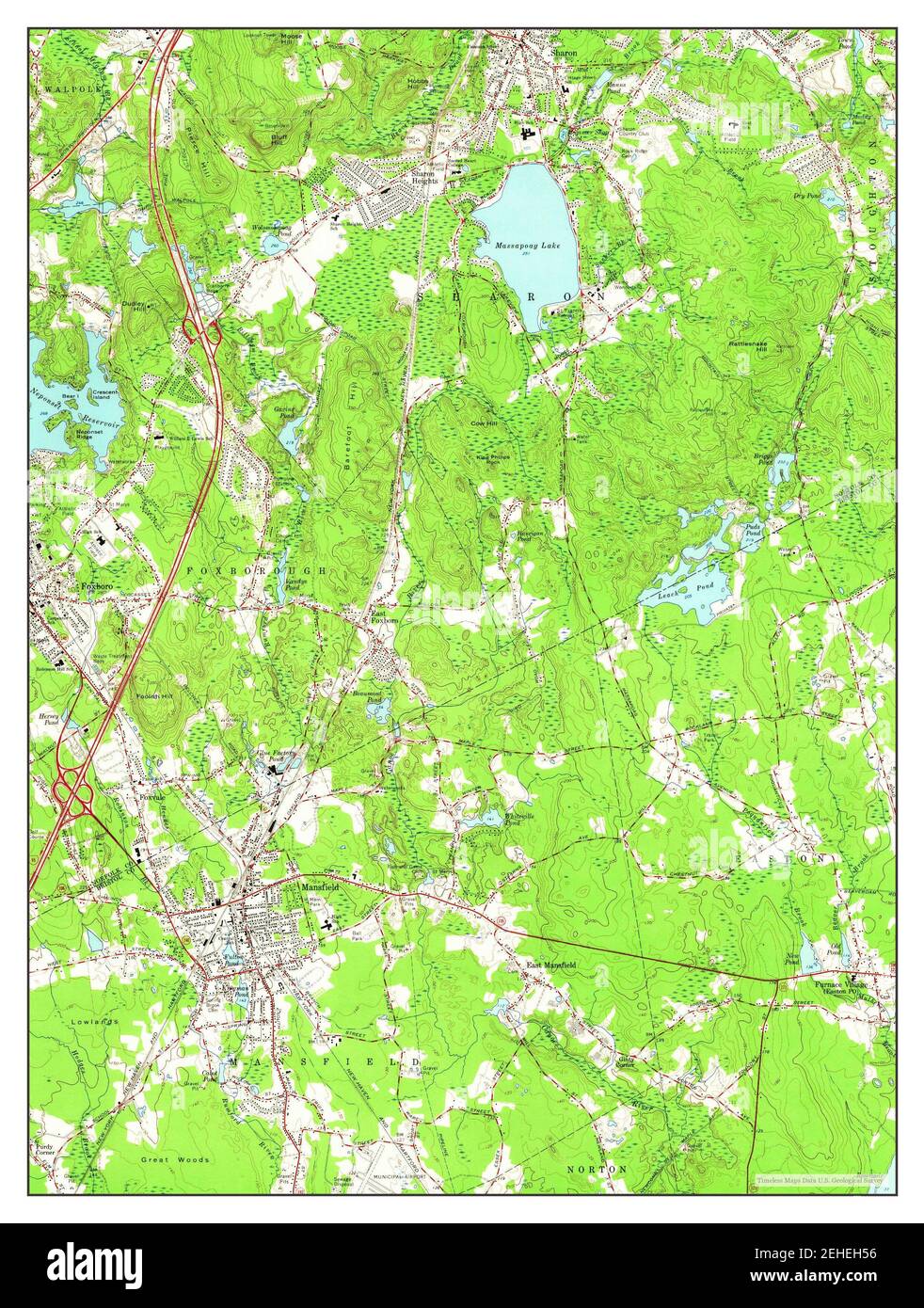Mansfield, Massachusetts, map 1964, 1:24000, United States of America ...