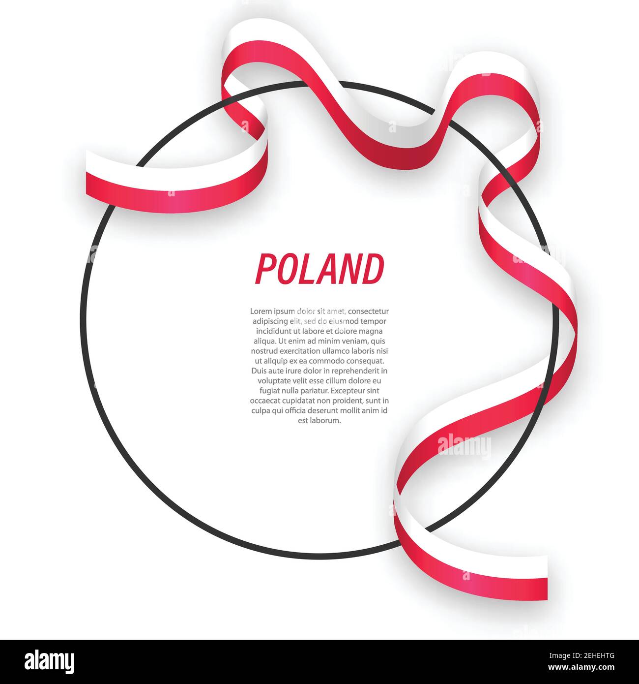 Waving ribbon flag of Poland on circle frame. Template for independence day poster design Stock ...