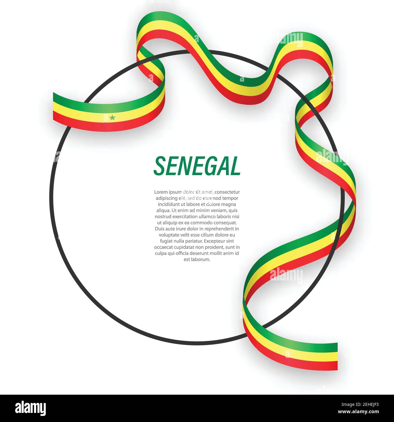 Waving ribbon flag of Senegal on circle frame. Template for ...