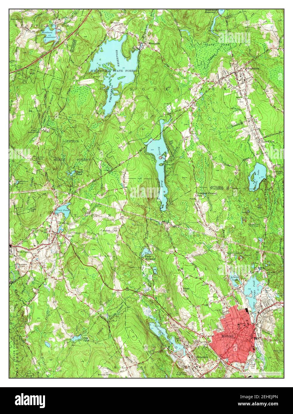 Milford, Massachusetts, map 1953, 1:24000, United States of America by ...