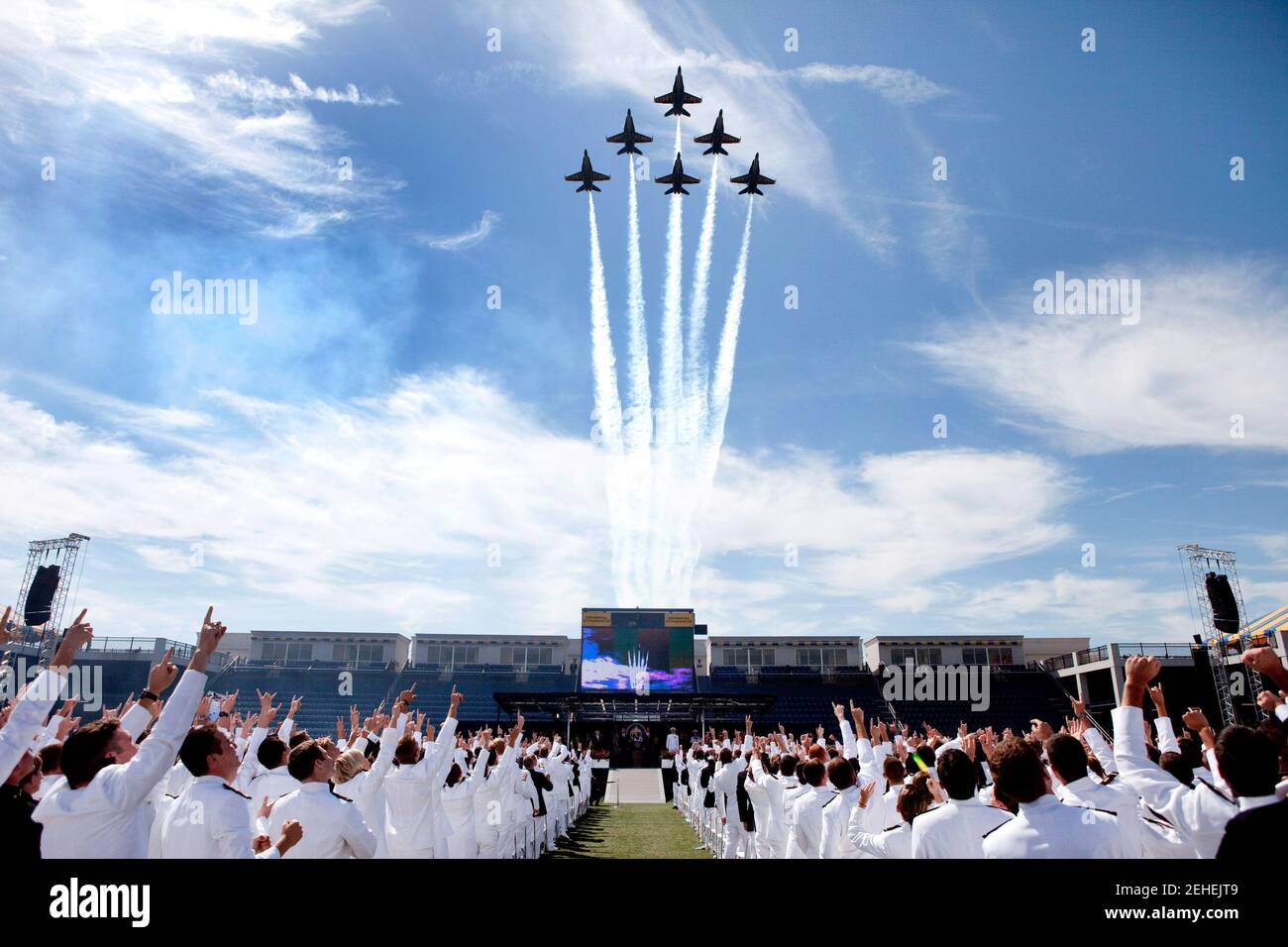 The United States Navy's Blue Angels fly over the Naval Academy's 2009 ...