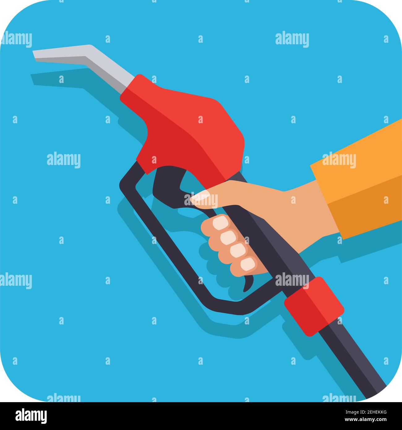 Hand holding gas fuel pump nozzle Stock Vector Images - Alamy