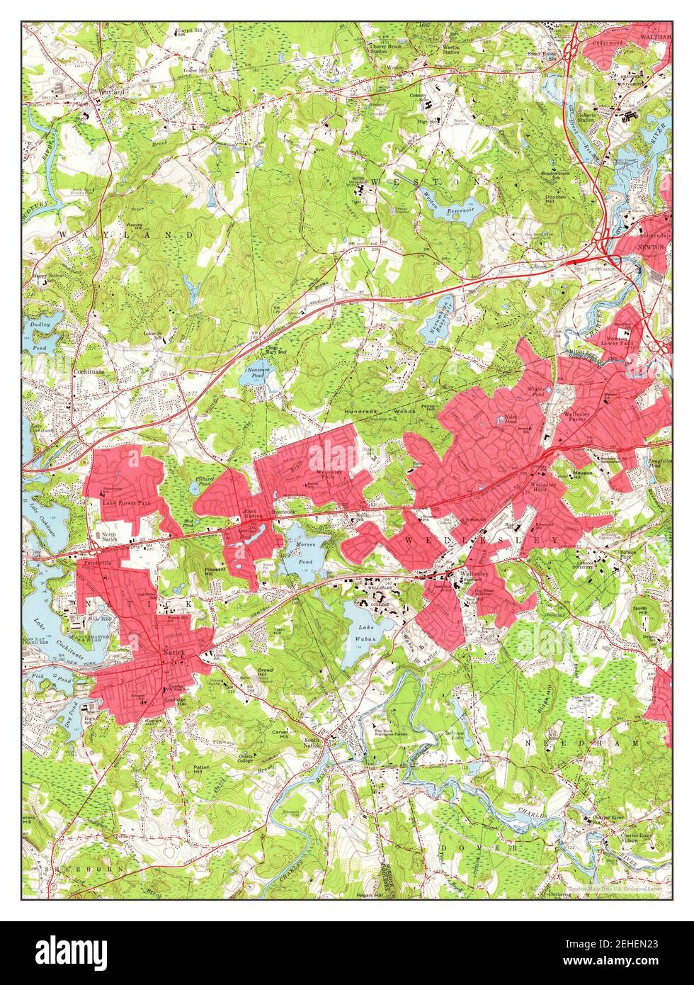 Natick, Massachusetts, map 1958, 1:24000, United States of America by ...