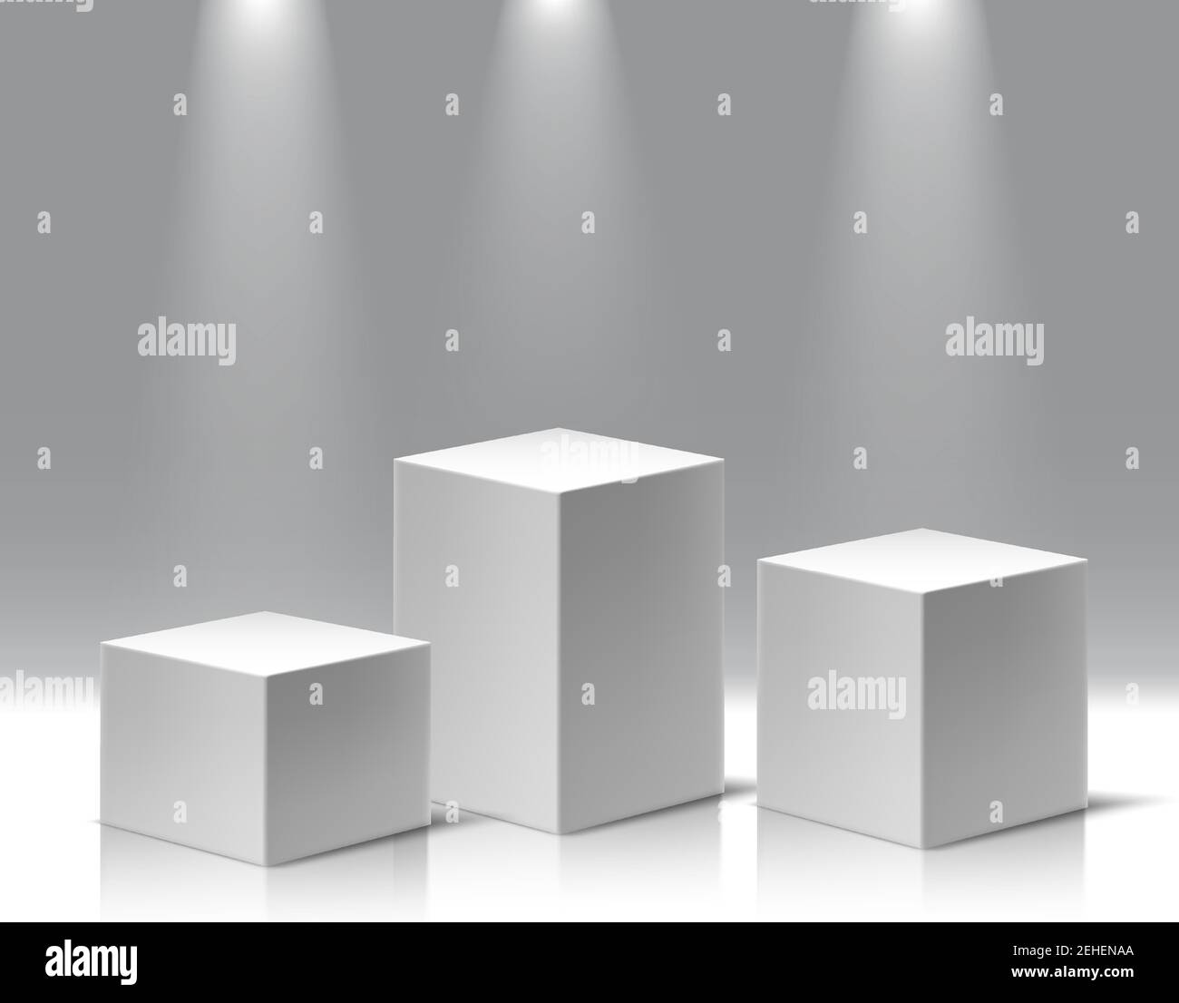 Collection of different highs museum exposition, blank product stands ...