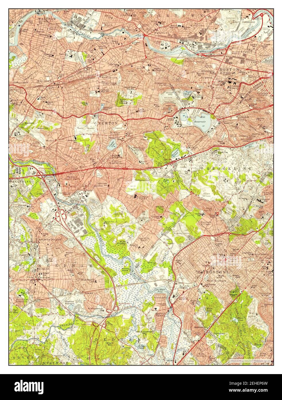 Newton, Massachusetts, map 1956, 1:24000, United States of America by ...
