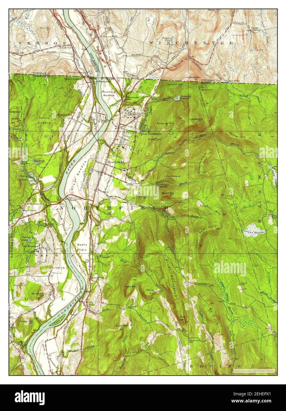 Northfield, Massachusetts, map 1945, 1:24000, United States of America ...