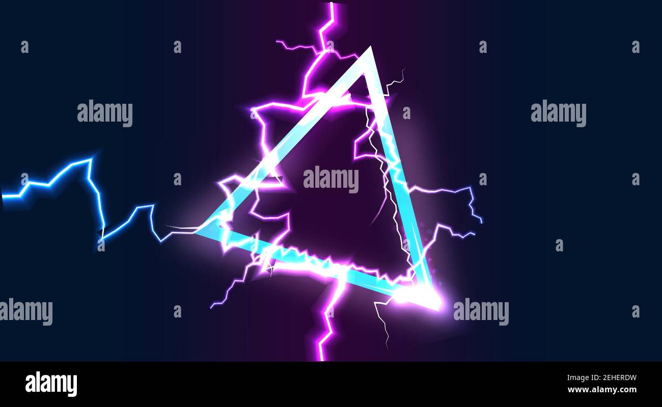 Abstract neon triangle background with lightning effect. Vector Stock ...