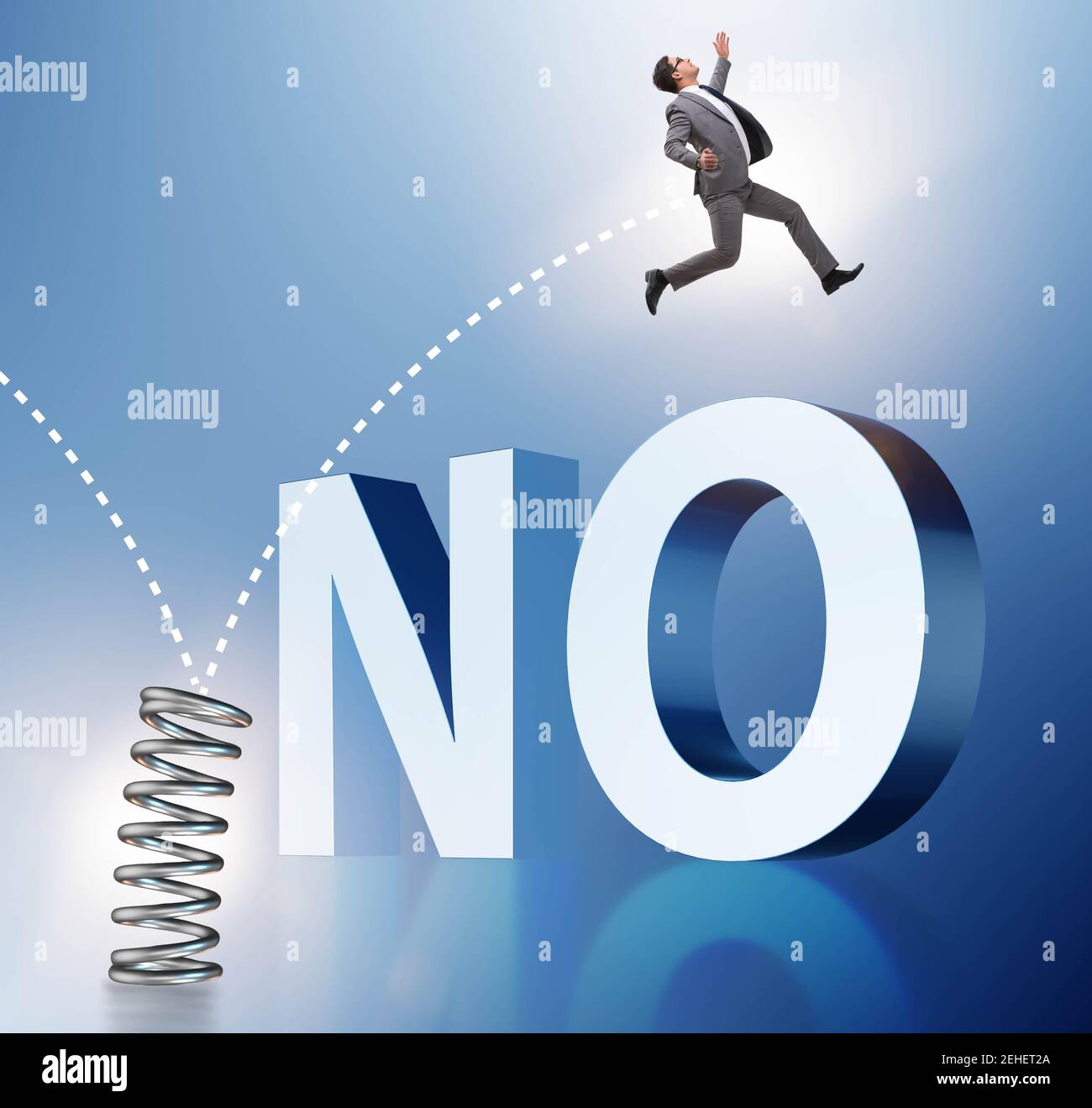 The businessman jumping from spring in business concept Stock Photo - Alamy
