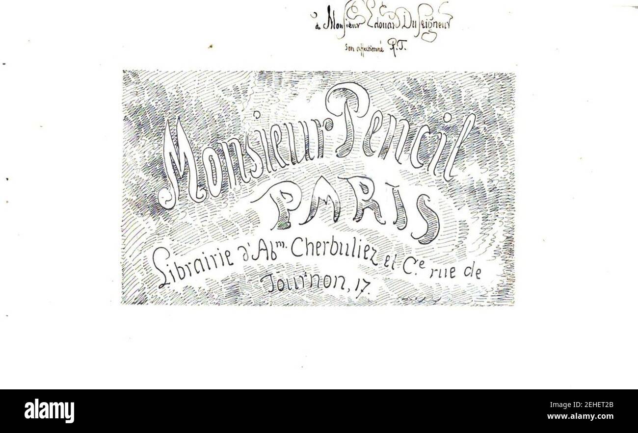 Page de titre de l'ouvrage de Rodolphe Topffer ''Monsieur Pencil ...