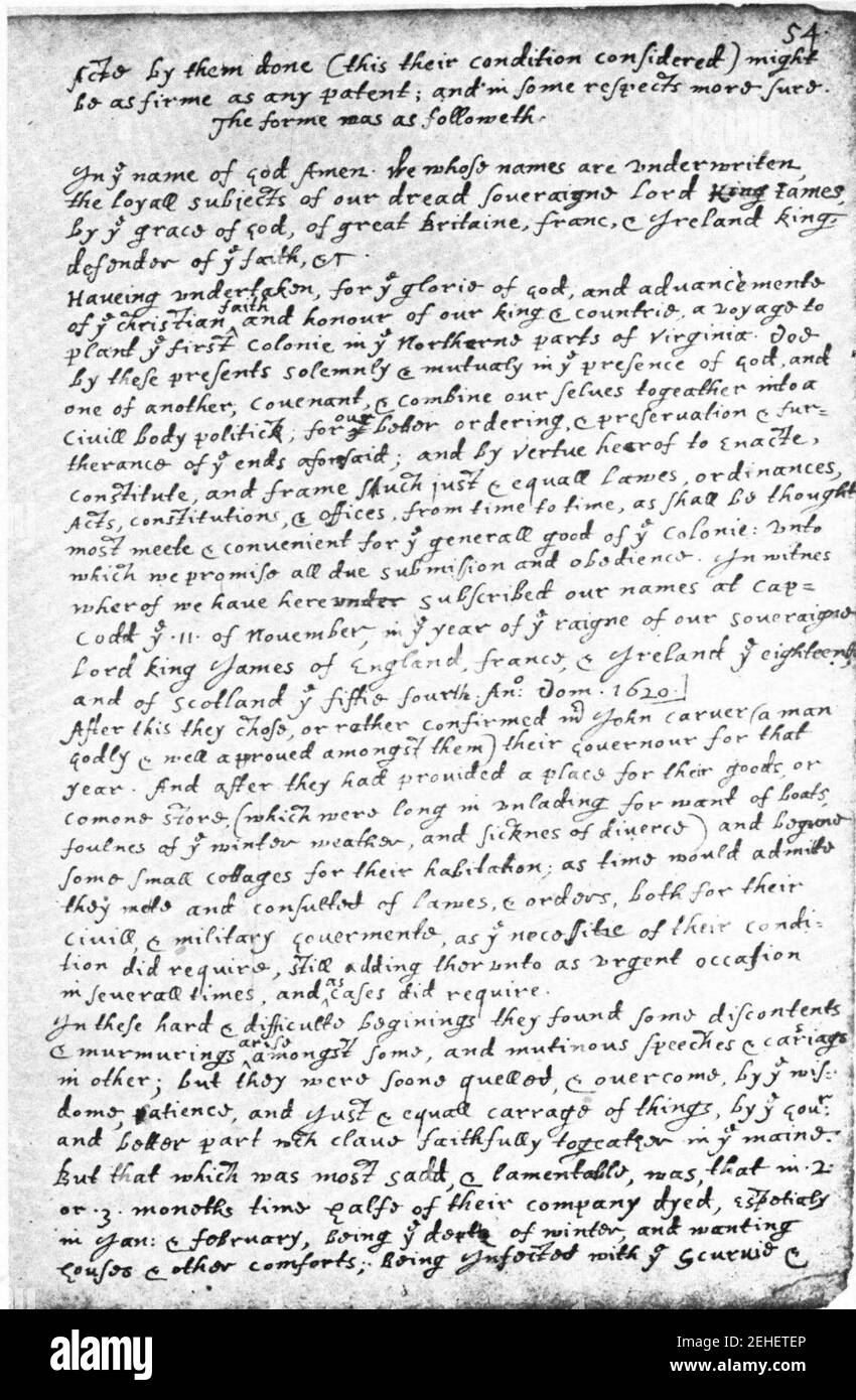 Mayflower Compact Original Document
