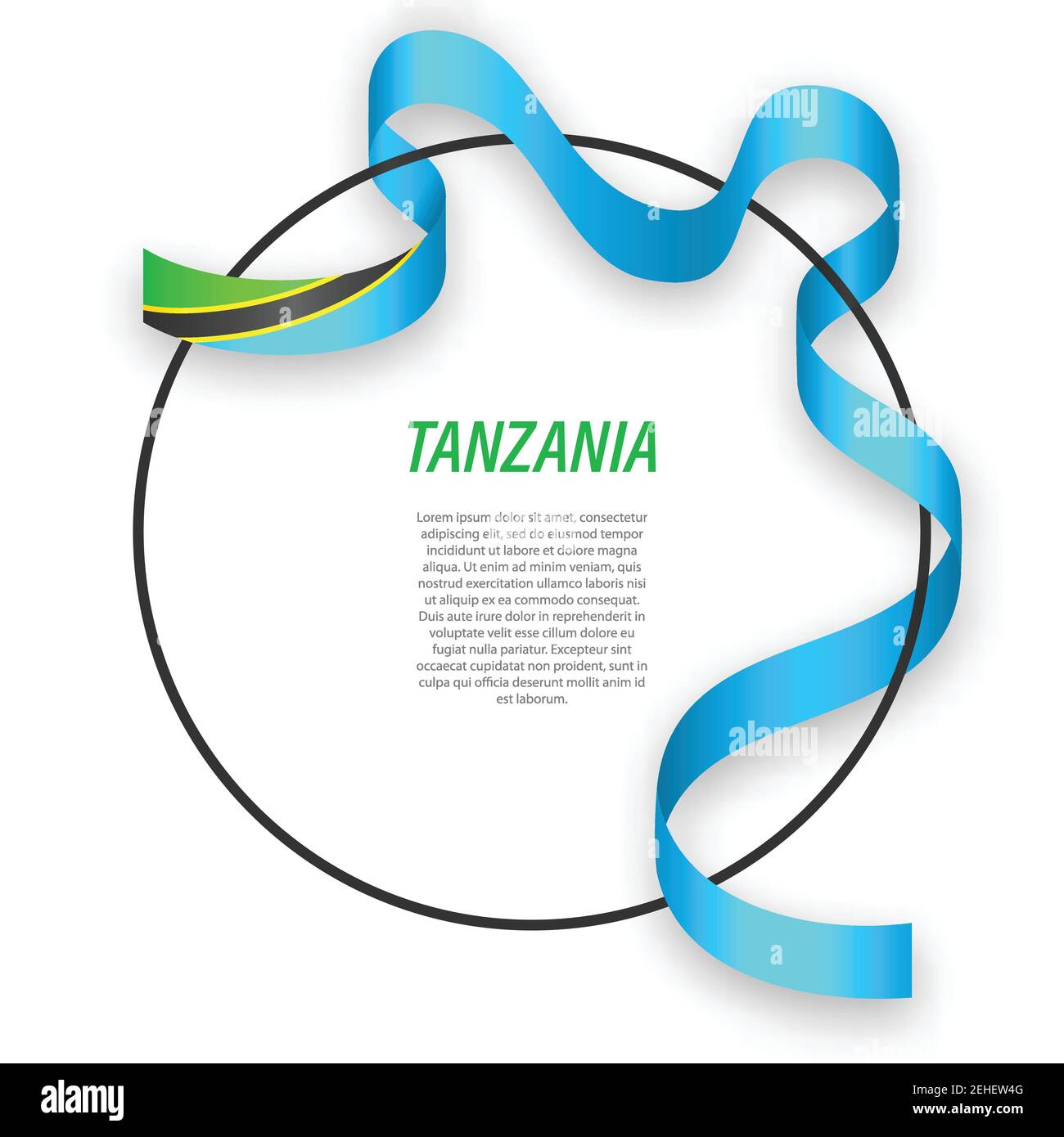 Waving ribbon flag of Tanzania on circle frame. Template for ...