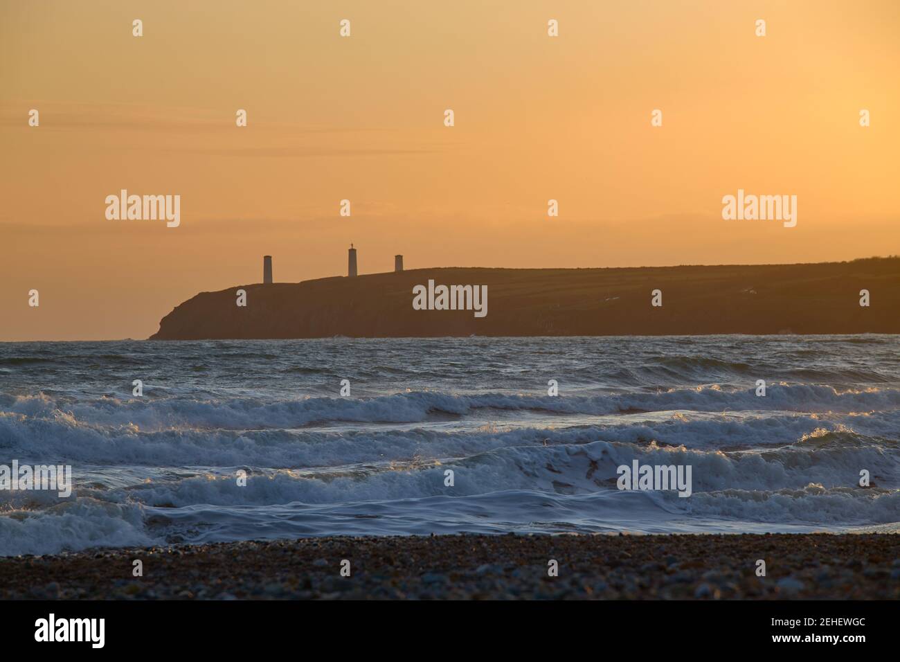 Colorful sunset from Tramore Beach, Waterford, Ireland. An explosion of ...