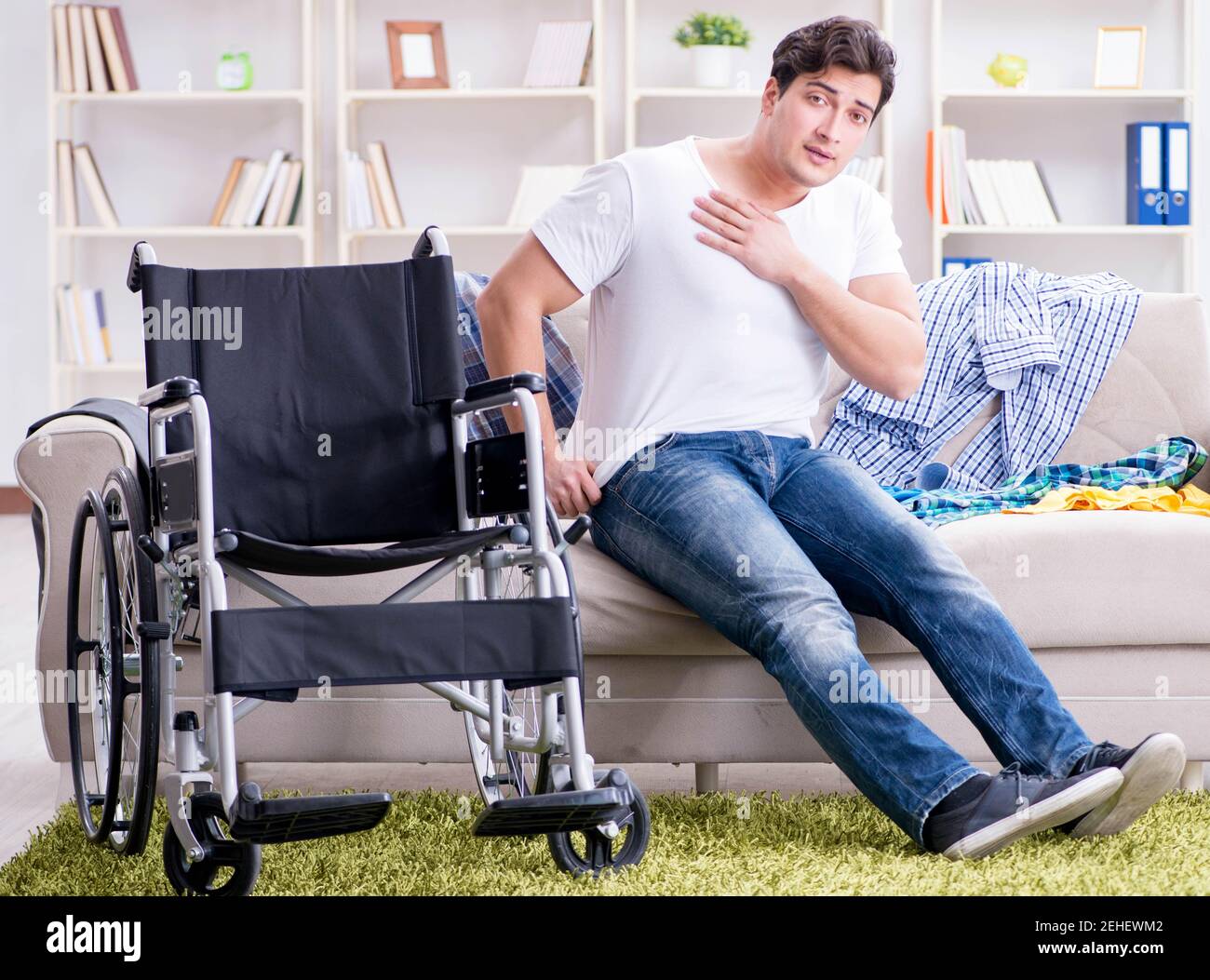 The disabled man recovering at home Stock Photo - Alamy