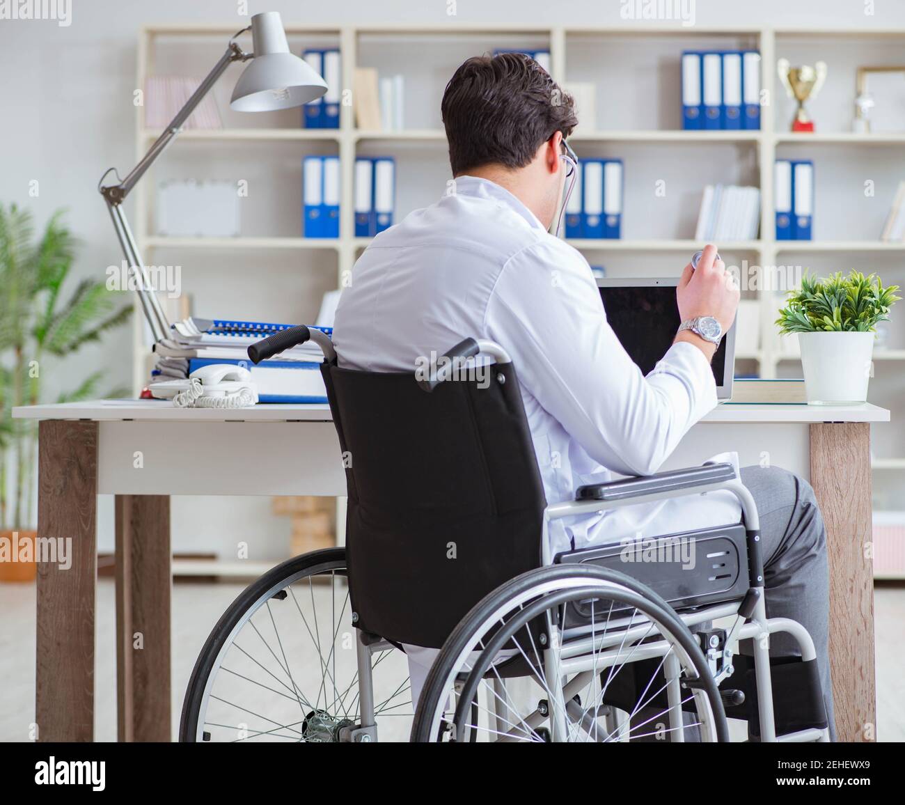 The disabled doctor on wheelchair working in hospital Stock Photo - Alamy