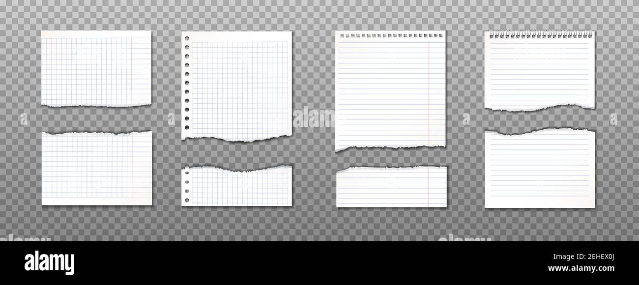 realistic collection of torn paper with different cuts. Information ...